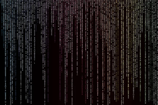 Matrix background with the colorful symbols, motion blur Stock Photo by ...