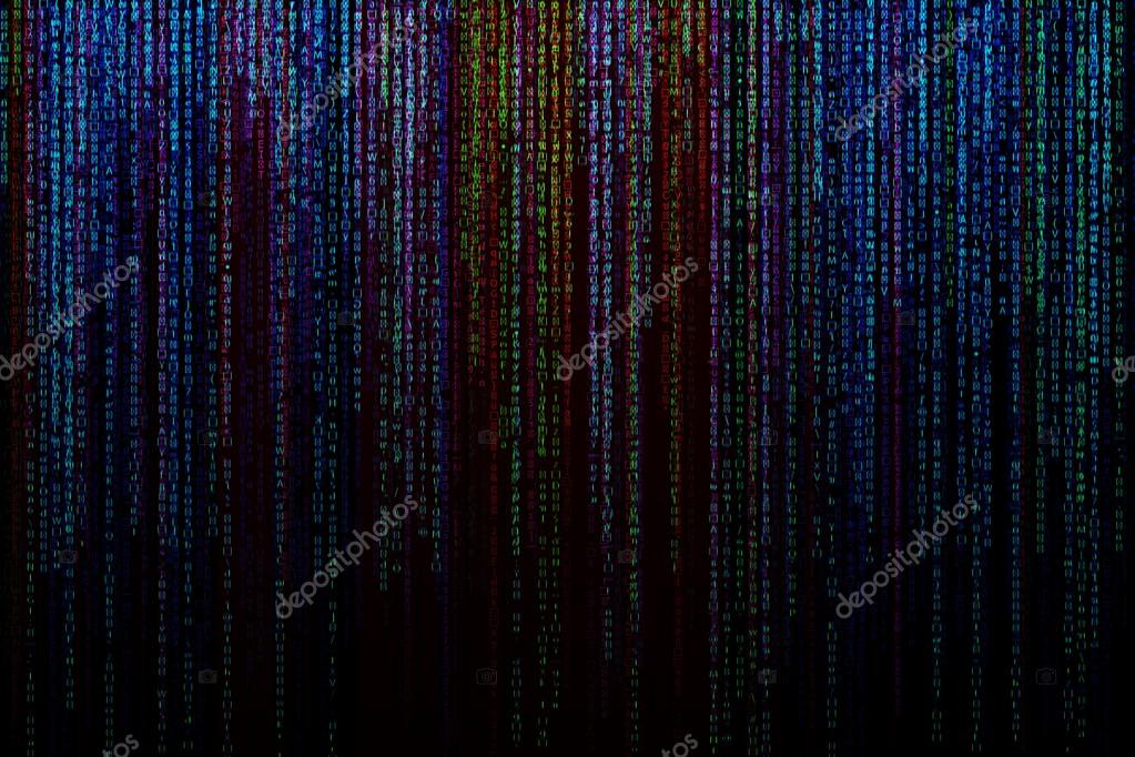 Matrix background with the colorful symbols, motion blur Stock Photo by ...