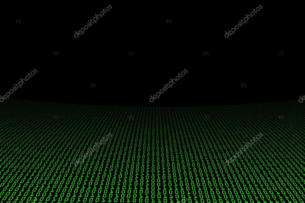 Image of green binary code background, perspective — Stock Photo ...