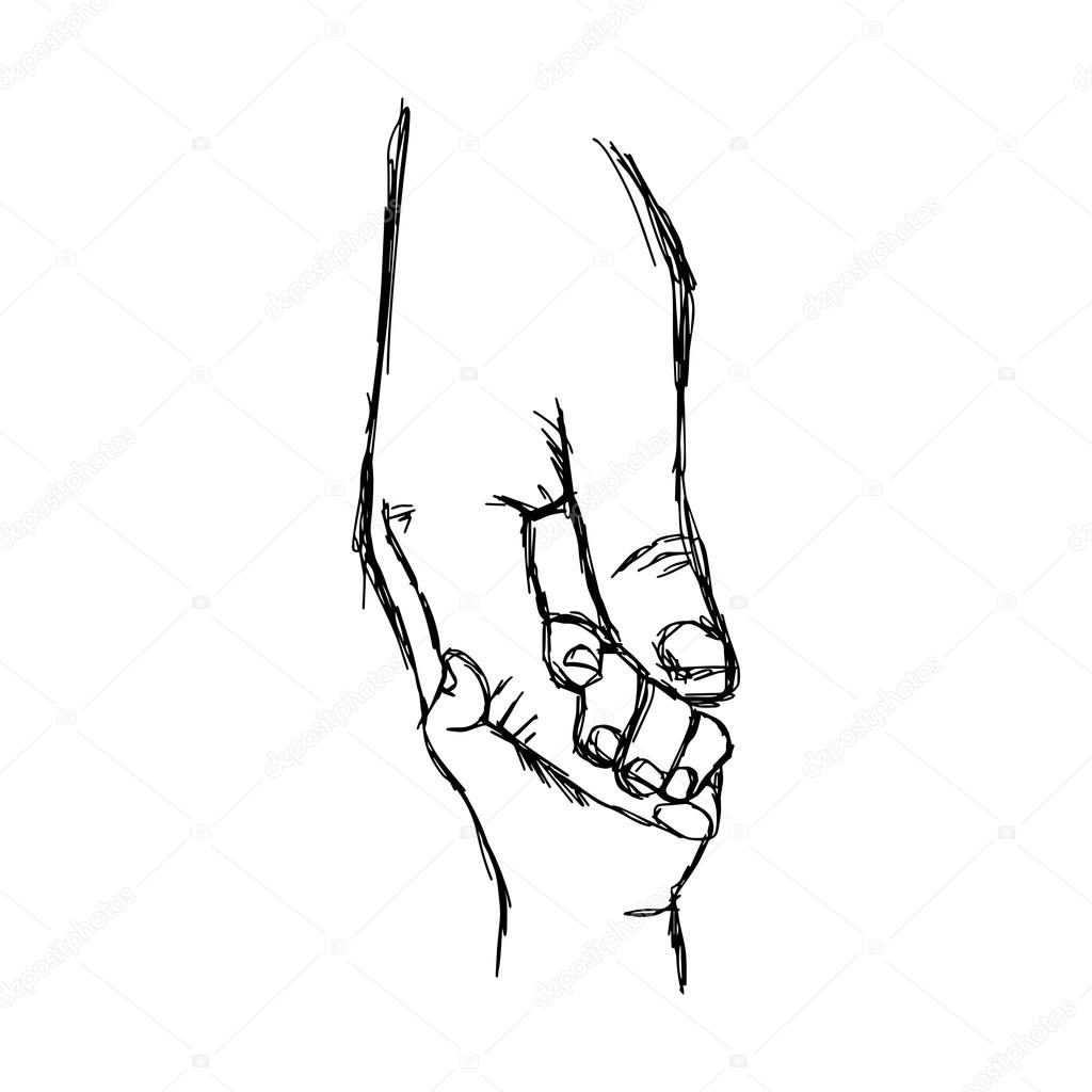 Illustration vector doodle hand drawn sketch of parent holds the ...