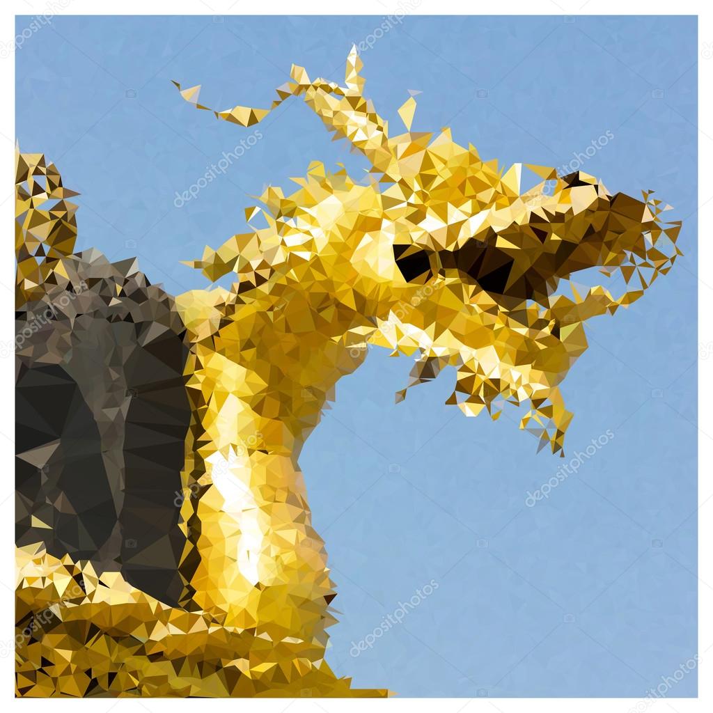 Illustration vector polygon geometric dragon, imaginative animal Stock ...