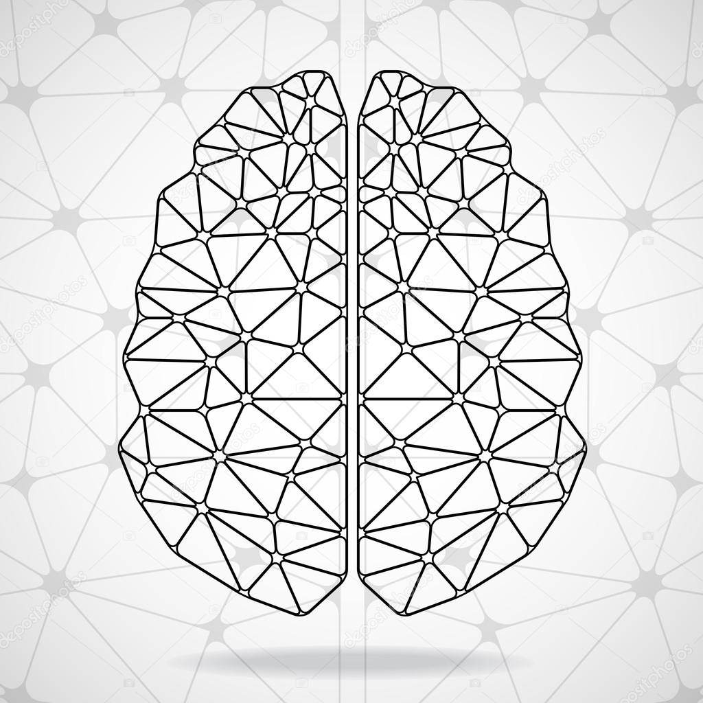 Abstract geometric brain, network connections. Vector illustration. Eps ...