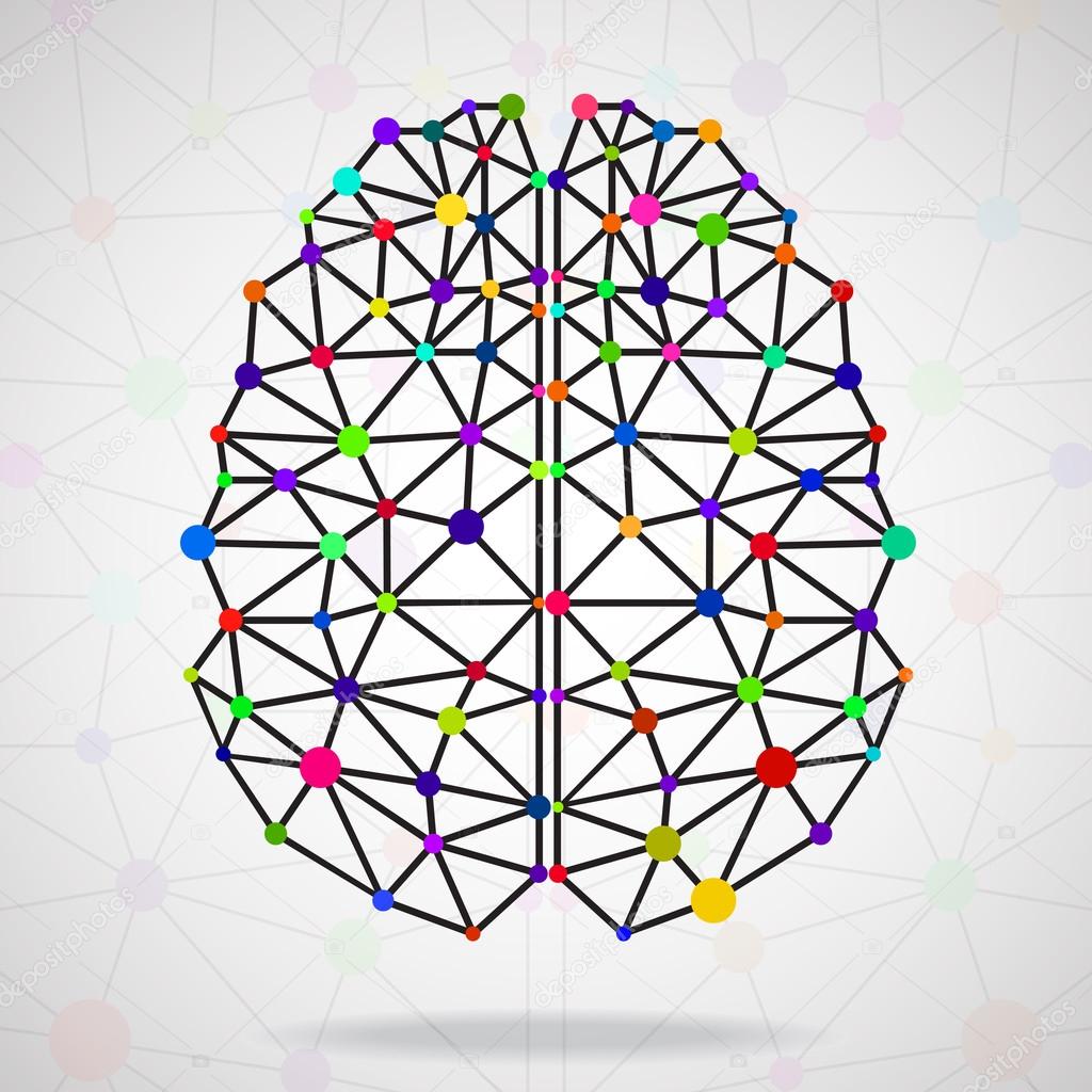 Abstract Geometric Brain Network Connections — Stock Vector © Vladystock 102924900