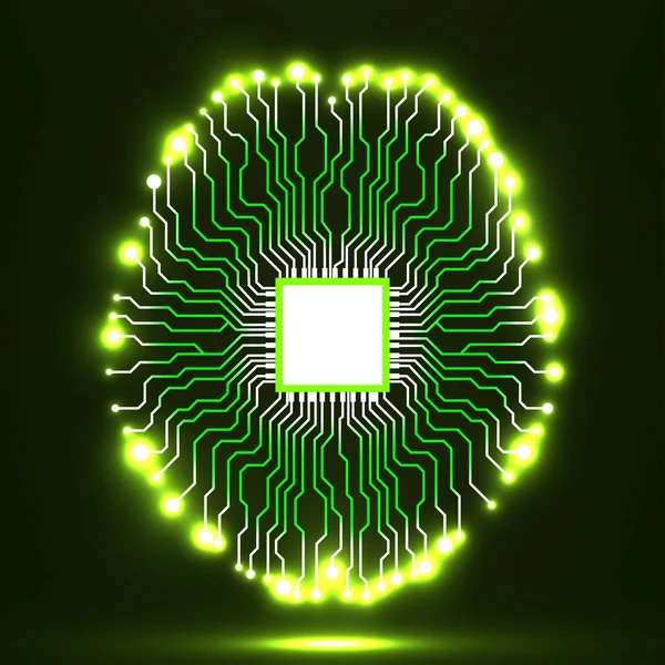 Neon brain. Cpu. Circuit board. Abstract technology background. Vector ...