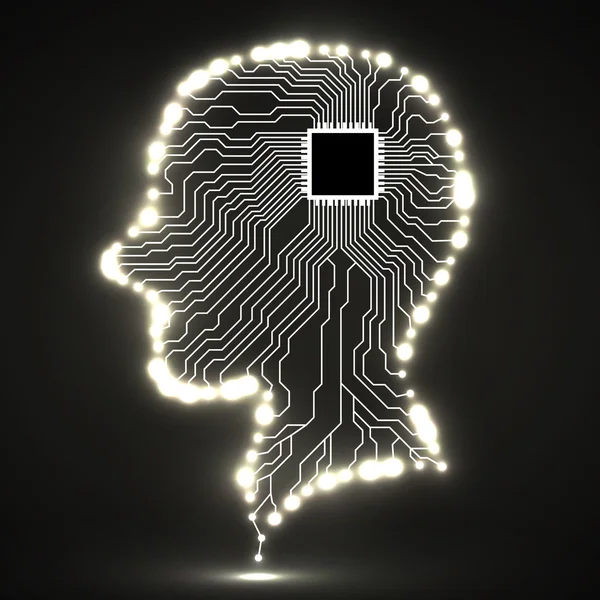 Human head, cpu, circuit board, vector illustration, eps 10 Stock ...