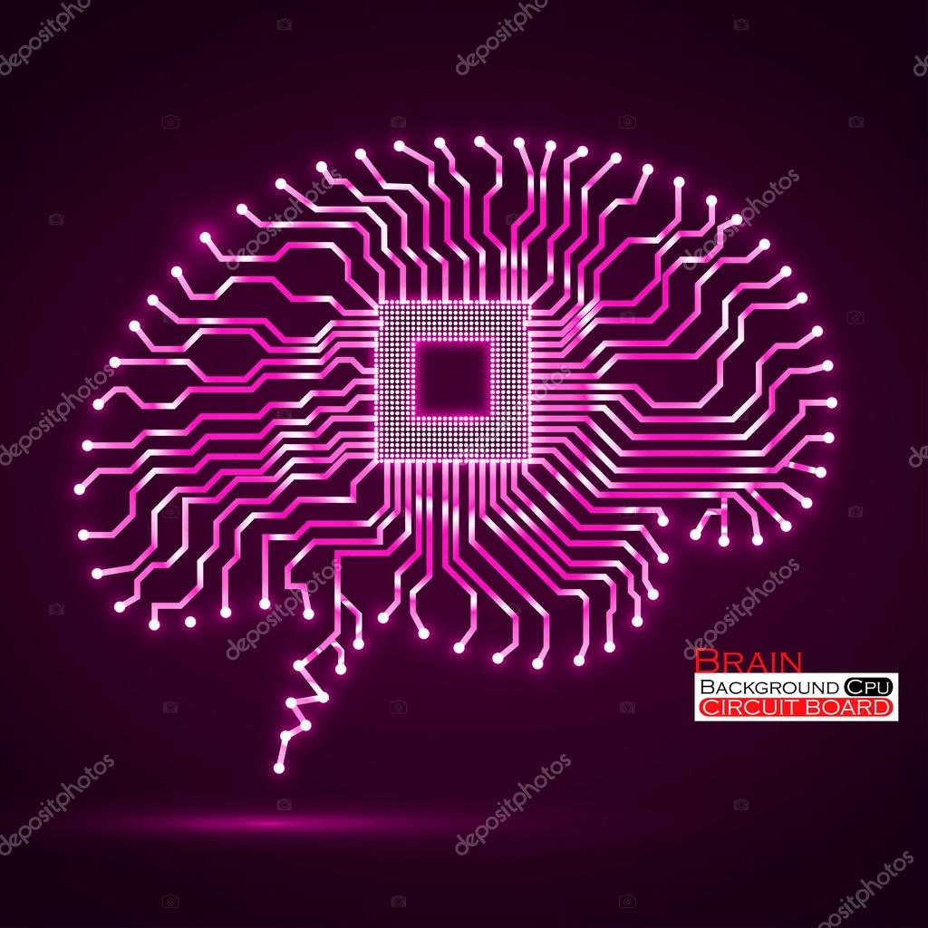 Neon brain. Cpu. Circuit board. Vector illustration. Eps 10 — Stock ... Neon brain. Cpu. Circuit board. Vector illustration. Eps 10 — Stock ...