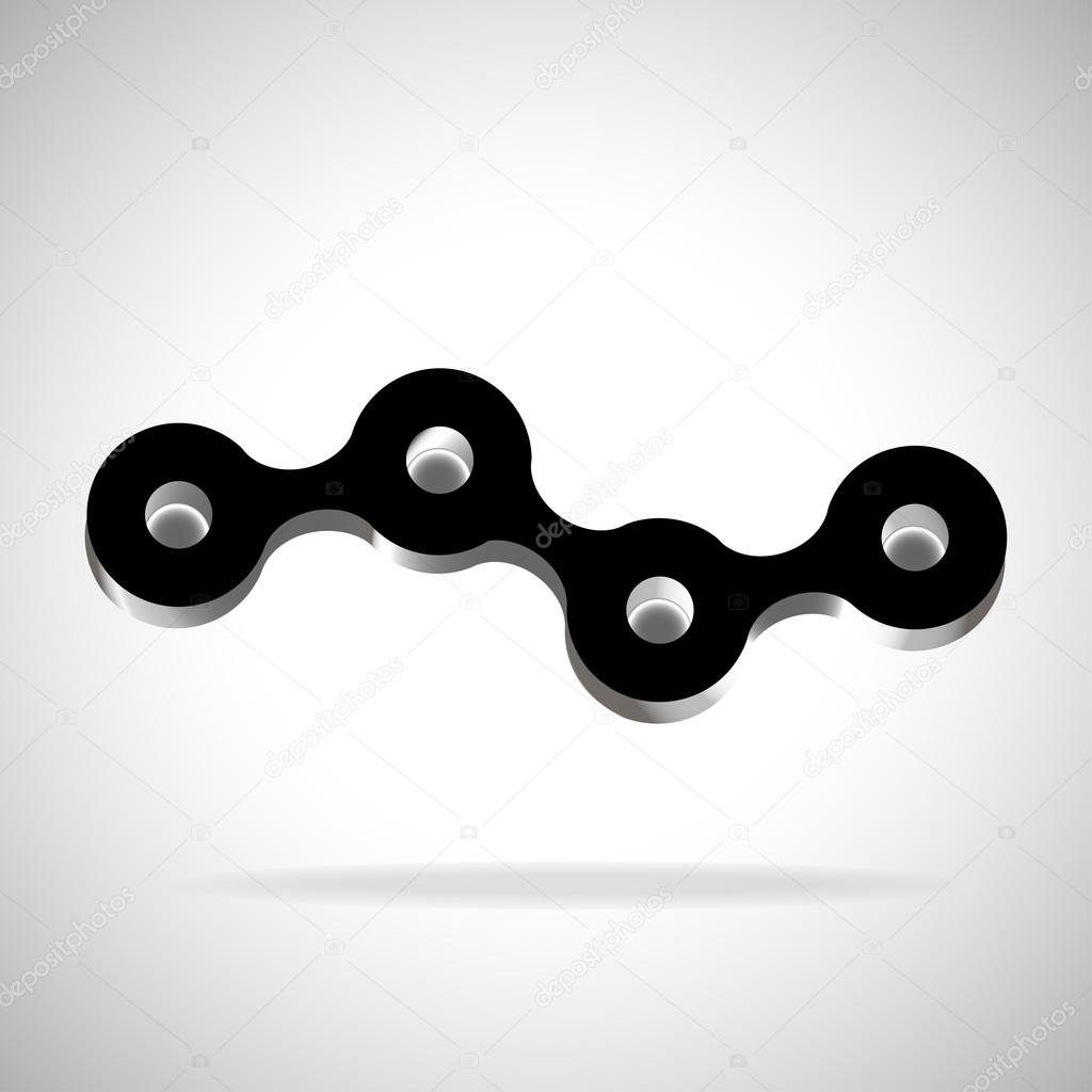 Bike chain rendered isolated on white background. Vector illustration ...
