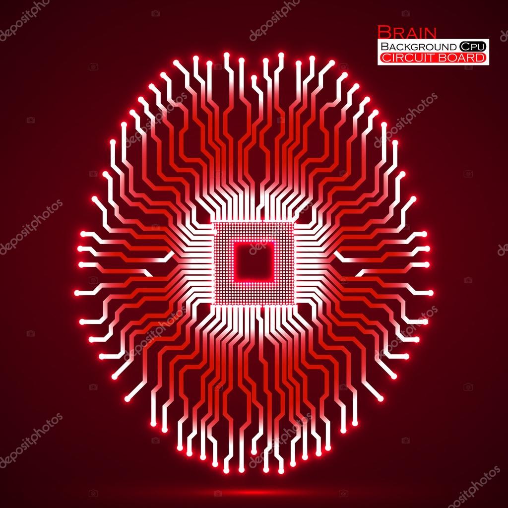 Neon brain. Cpu. Circuit board. Abstract technology background. Vector ... Neon brain. Cpu. Circuit board. Abstract technology background. Vector ...