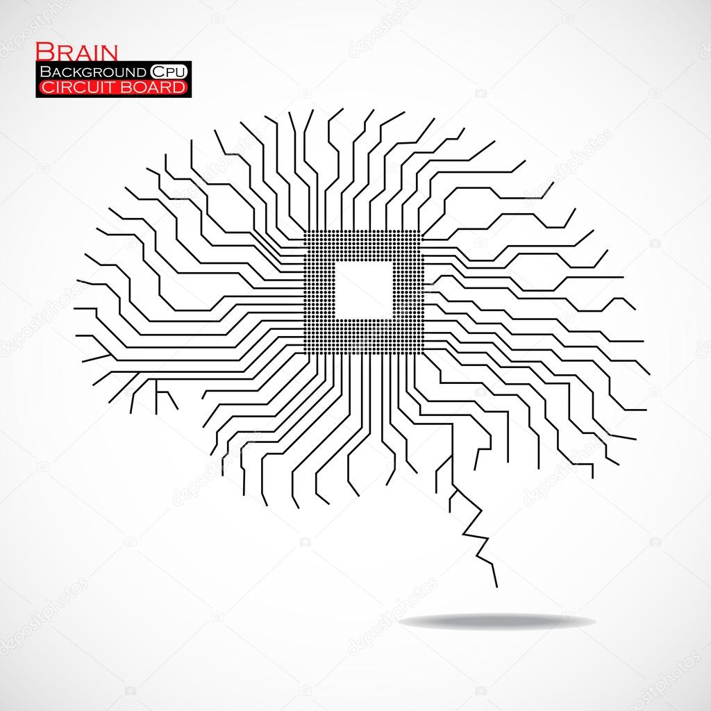 Brain. Cpu. Microprocessor. Circuit board. Abstract technology background. Vector illustration ...