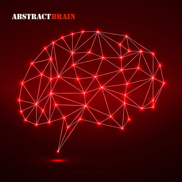 Abstract polygonal brain with glowing dots and lines, network ... Abstract polygonal brain with glowing dots and lines, network ...