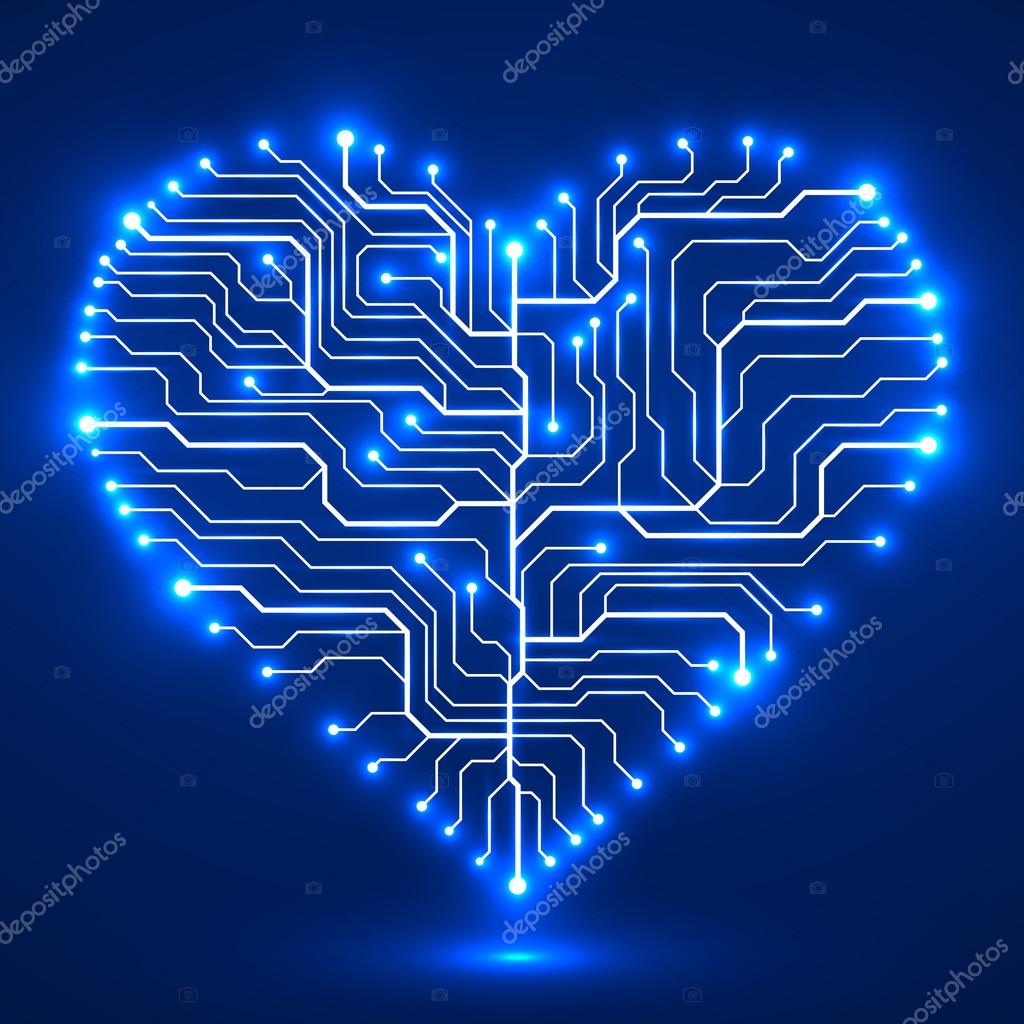 Circuit board in the shape of the heart. Technology illustration Stock ...