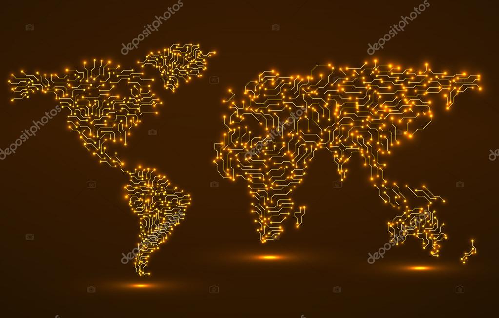 World Map. Circuit board Stock Vector by ©vladystock 99140294