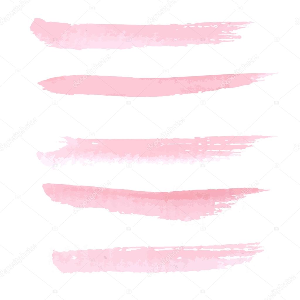Hand drawn pastel pink color watercolor brushstroke line — Stock Vector ...