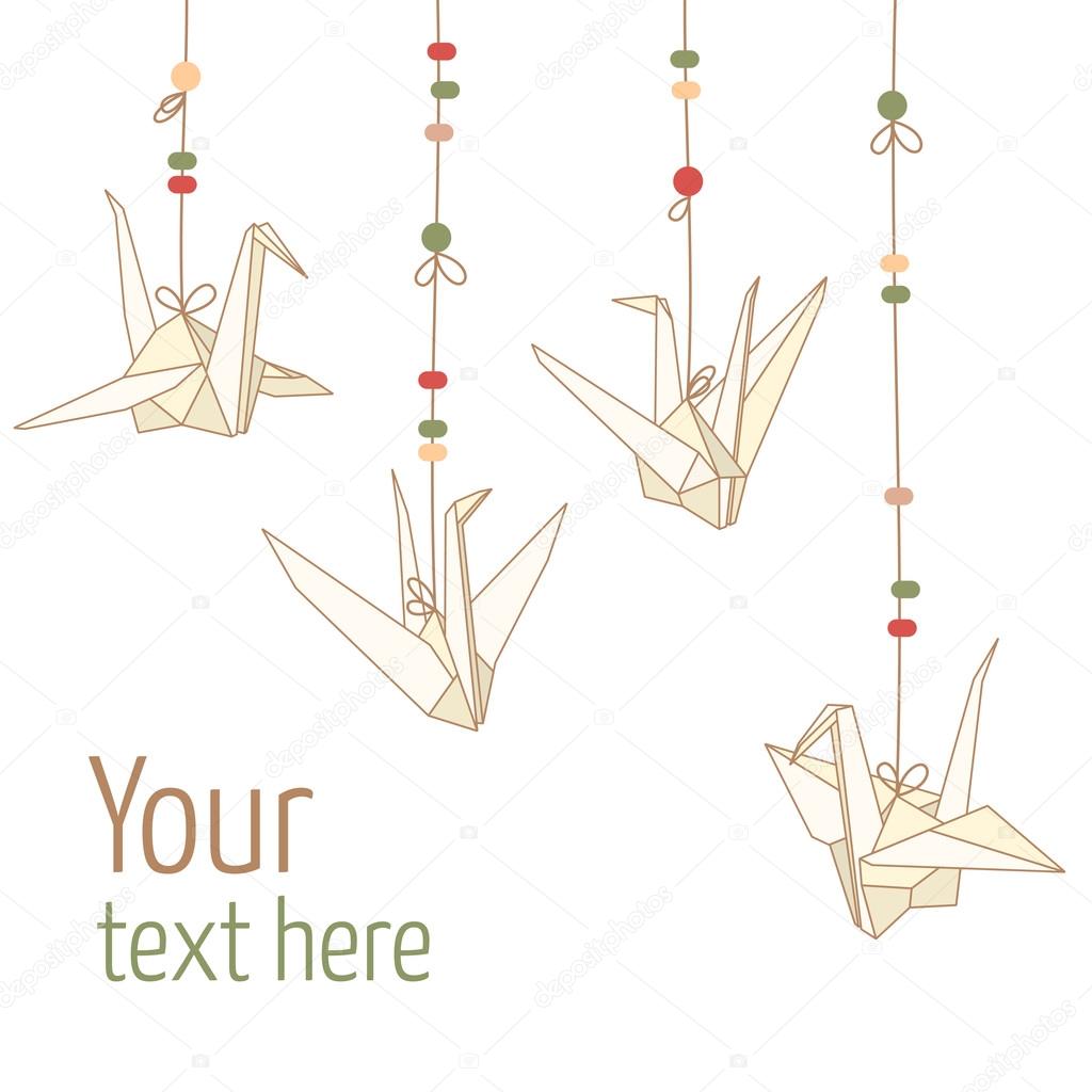 Vector isolated of hanging origami paper cranes Stock Vector Image by ...