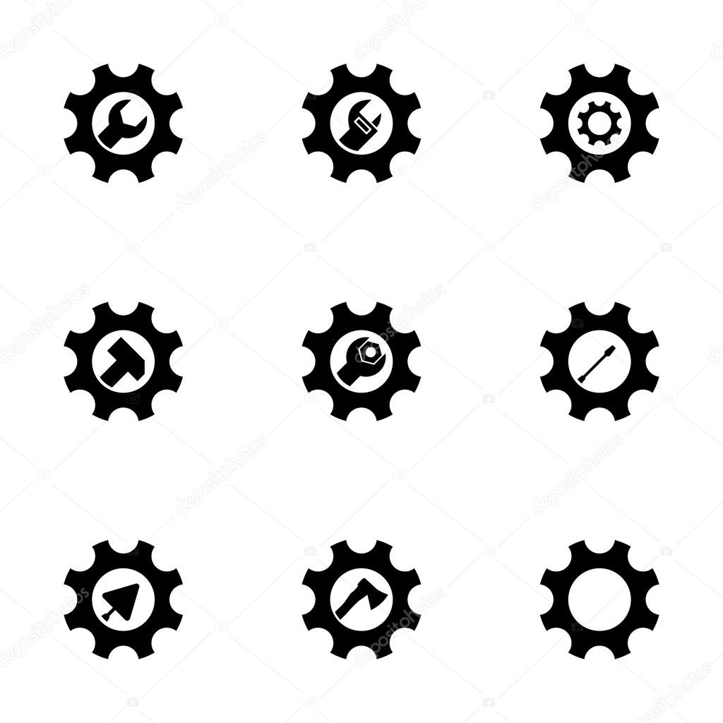 Herramientas Vectoriales En El Conjunto De Iconos De Engranajes Vector
