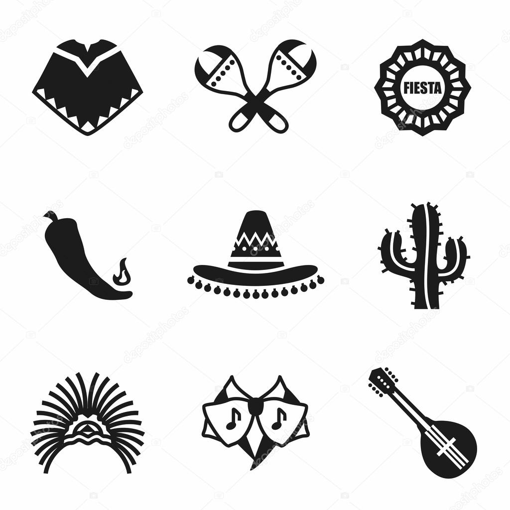Vector: iconos mexicanos | Conjunto de iconos de vector México — Vector ...