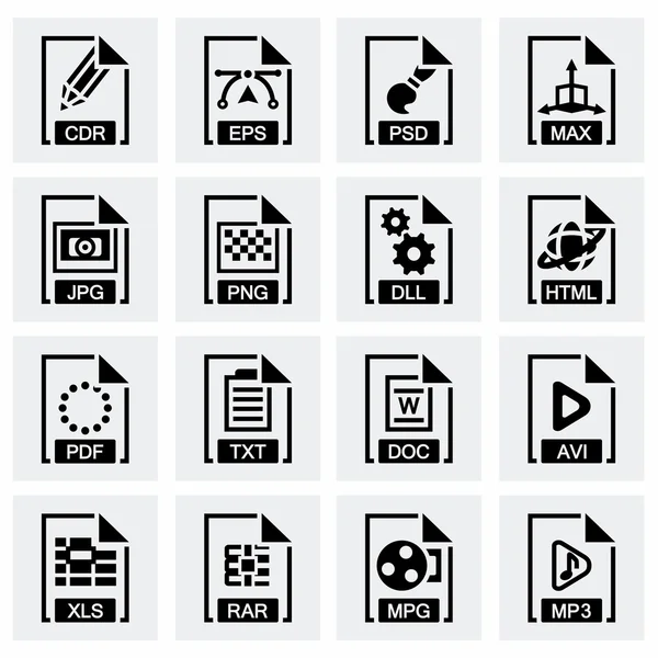 Vector black file format icons set Stock Vector by ©annexs 72363457
