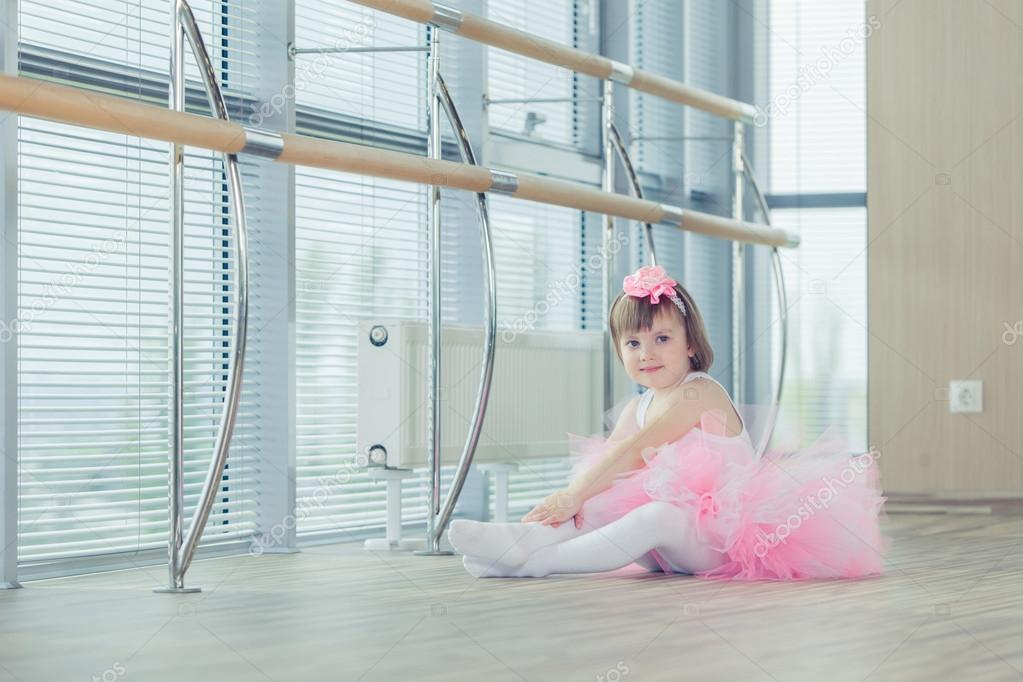 Adorable child dancing classical ballet in studio. — Stock Photo ...