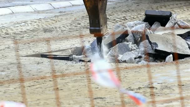 Jackhammer machine digging up concrete road — Stock Video © Arttanja ...