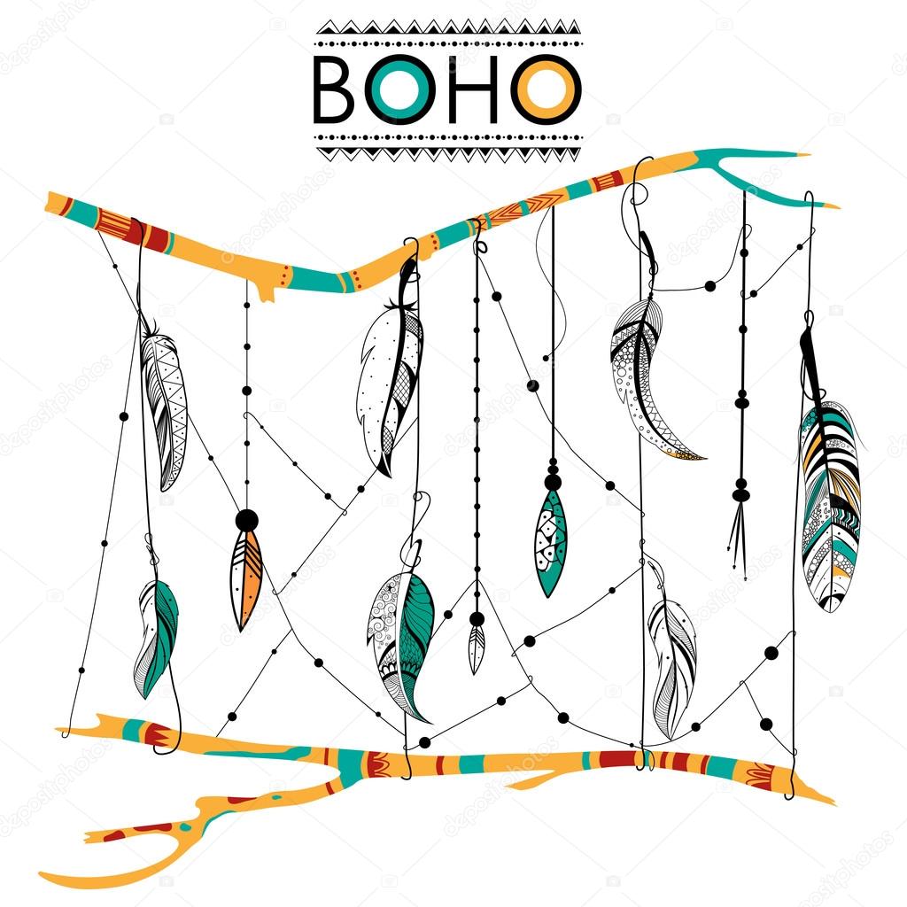 Tribal boho style feather Stock Vector Image by ©stockillustration ...