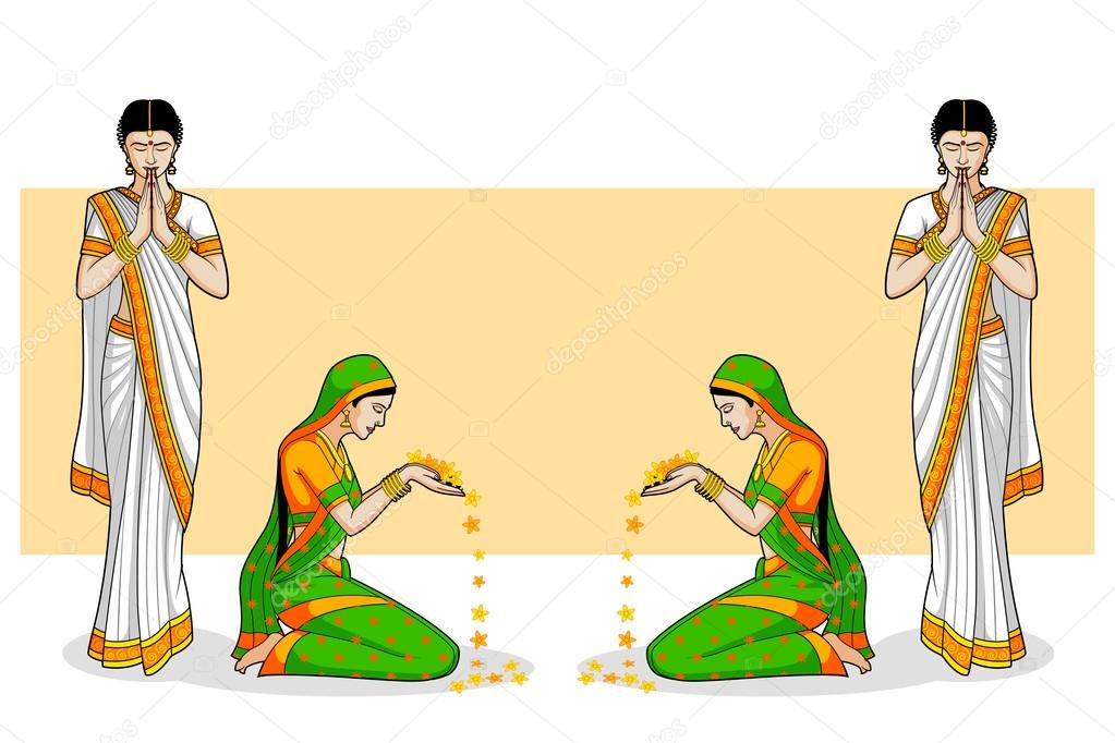 Welcome gesture woman | Indian Woman in welcome gesture — Stock Vector ...