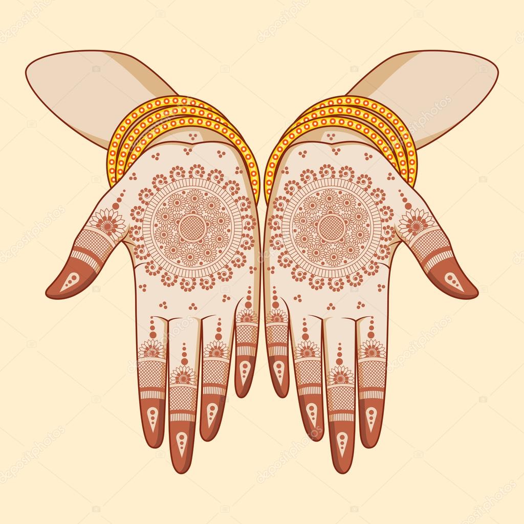 Indian bride with mehandi in hand Stock Vector Image by ...