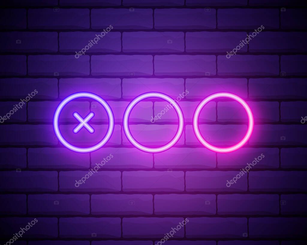 Marca de verificación y marca cruzada en estilo neón. marcar y cruzar ...