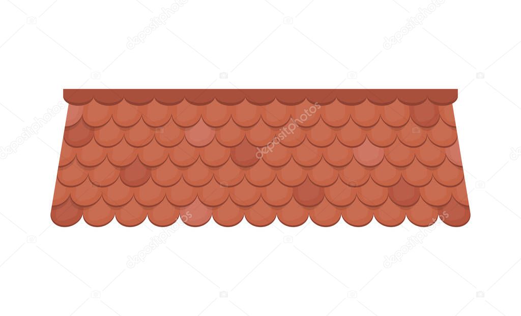 Techo de teja marrón aislado sobre fondo blanco. Techo para el diseño ...