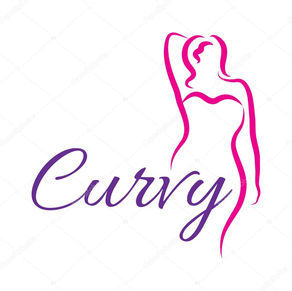 Logo más tamaño mujer. Símbolo de mujer curvas, logotipo. Ilustración ...