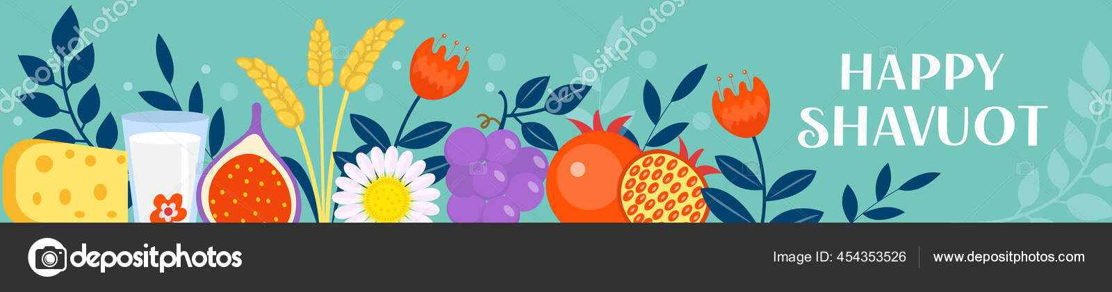 Happy Shavuot banner. Shavuot template for your design with fruits ...