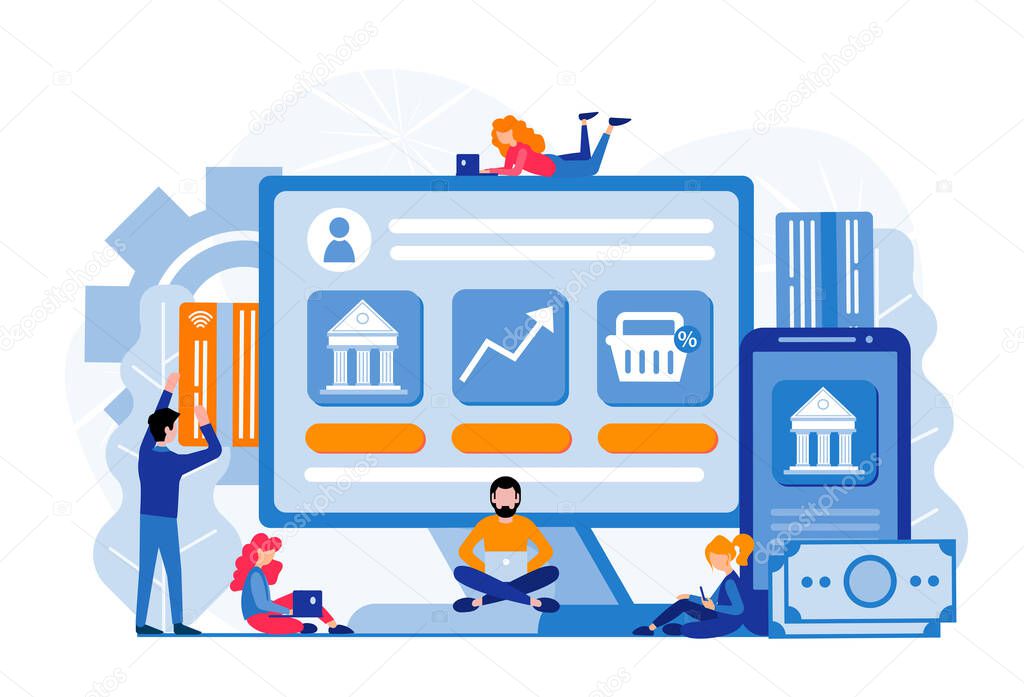 Banca en l nea, gesti n de dep sitos, gesti n financiera, dep sito bancario, concepto de pago en ...