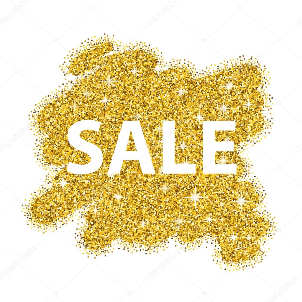Gold glitter sale background for poster. Abstract discount banner with ...