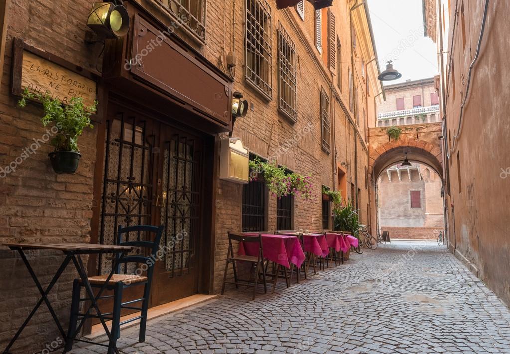 Old pub in a tiny alley in the city center of Ferrara Italy Stock Photo ...