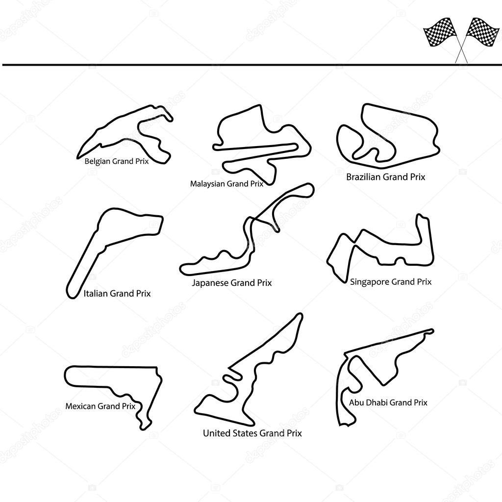 Racing to Formula 1. Map different circuit. Grand Prix 2016 Stock ...