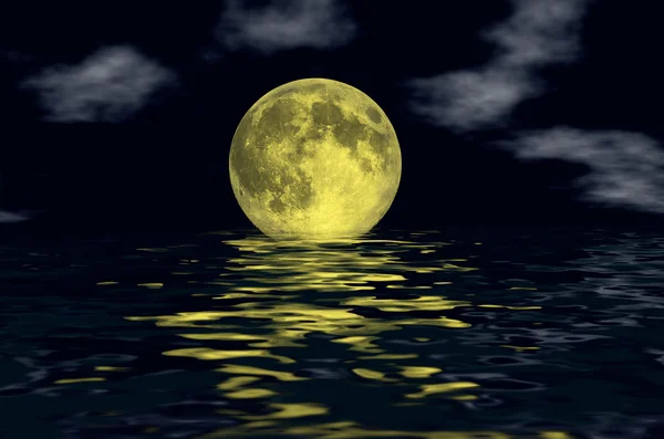 Full blue moon over water with reflections Stock Photo by ©danielkrol85 ...