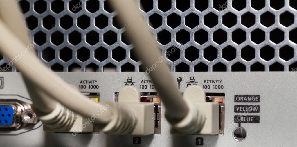Redundancy LAN copper connection on a server Stock Photo by ©MBStudio ...