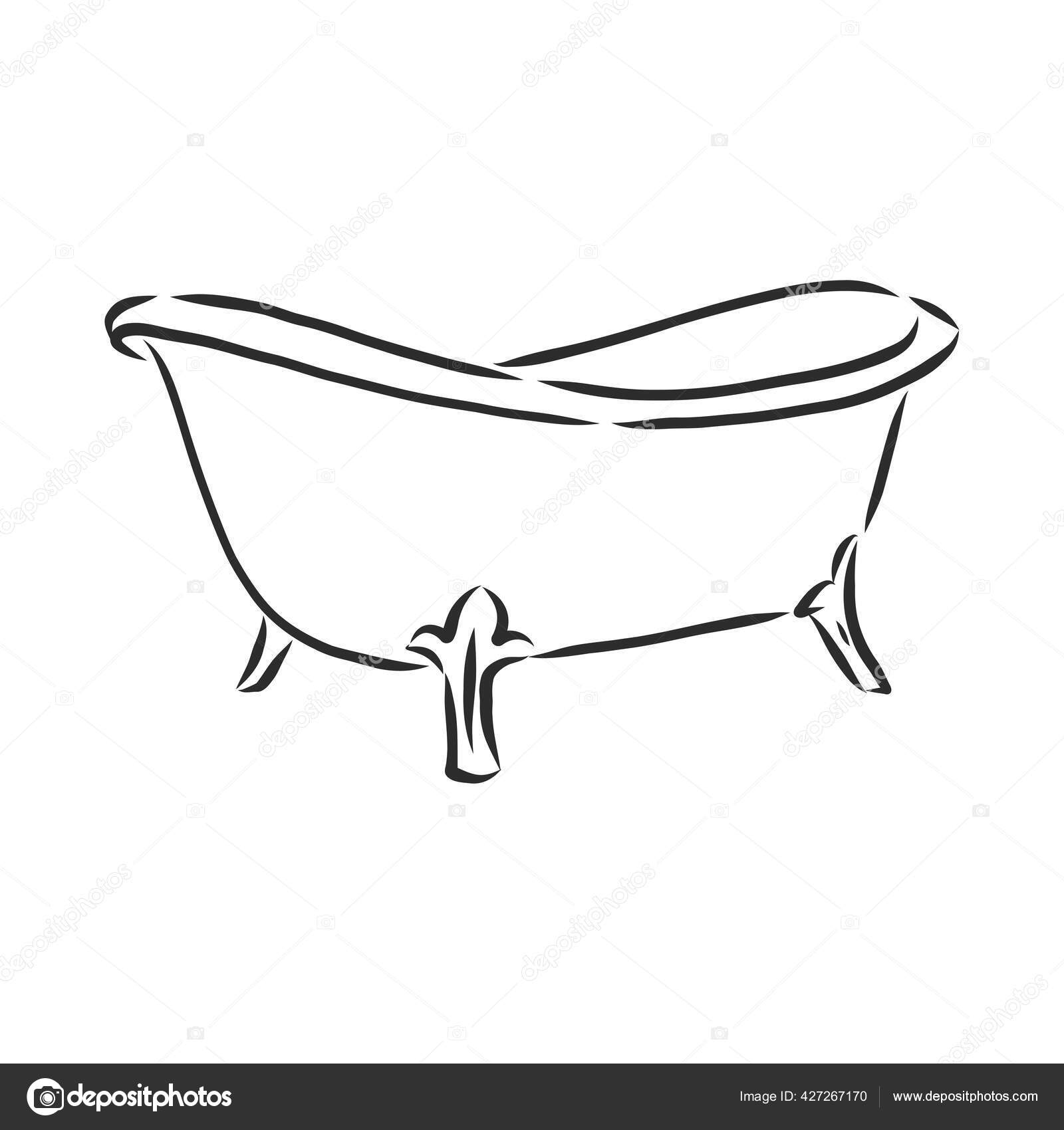 Bath Interior Hand Draw Bath Vector Sketch Illustration Stock Vector by ...