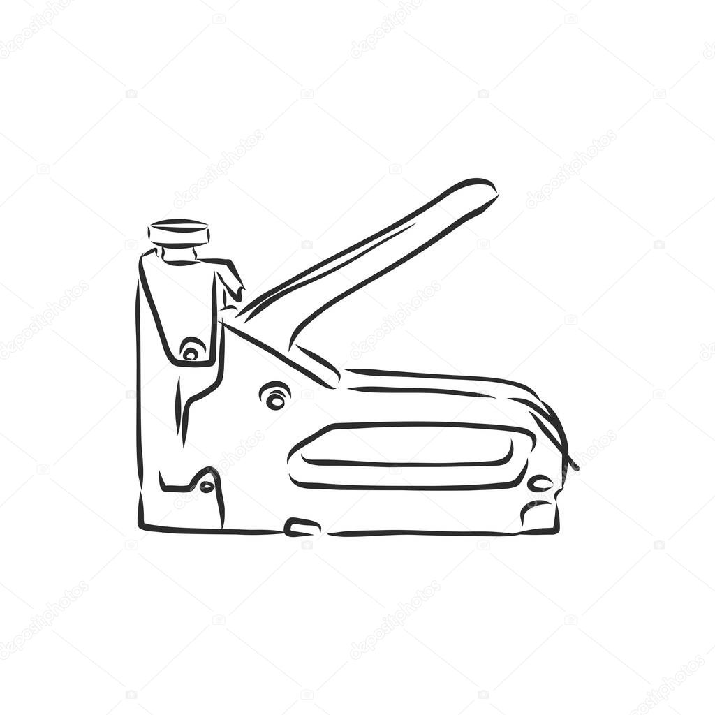 grapa pistola construcción grapadora vector boceto ilustración 2023