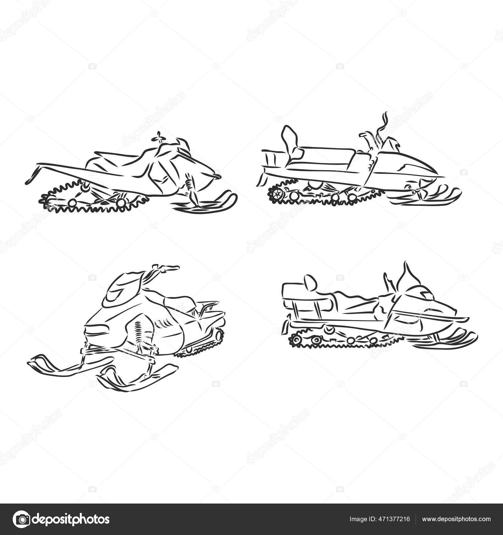 Outline vector illustration of snowmobile . snowmobile vector Stock ...