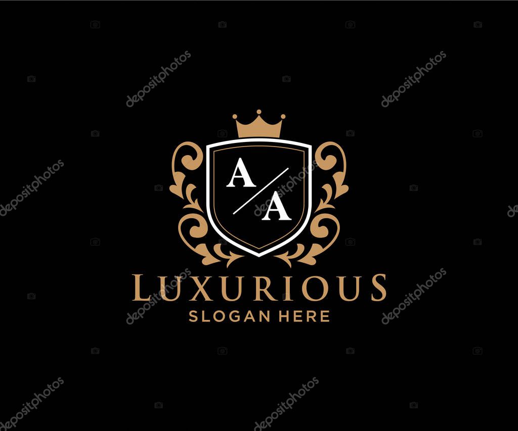 Plantilla de logotipo de lujo real de AA Letter en arte vectorial para ...