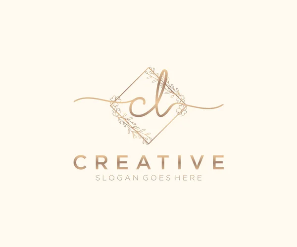 Feminine Logo Beauty Monogram Elegant Logo Design Handwriting Logo Initial Stock Vector Image by ...
