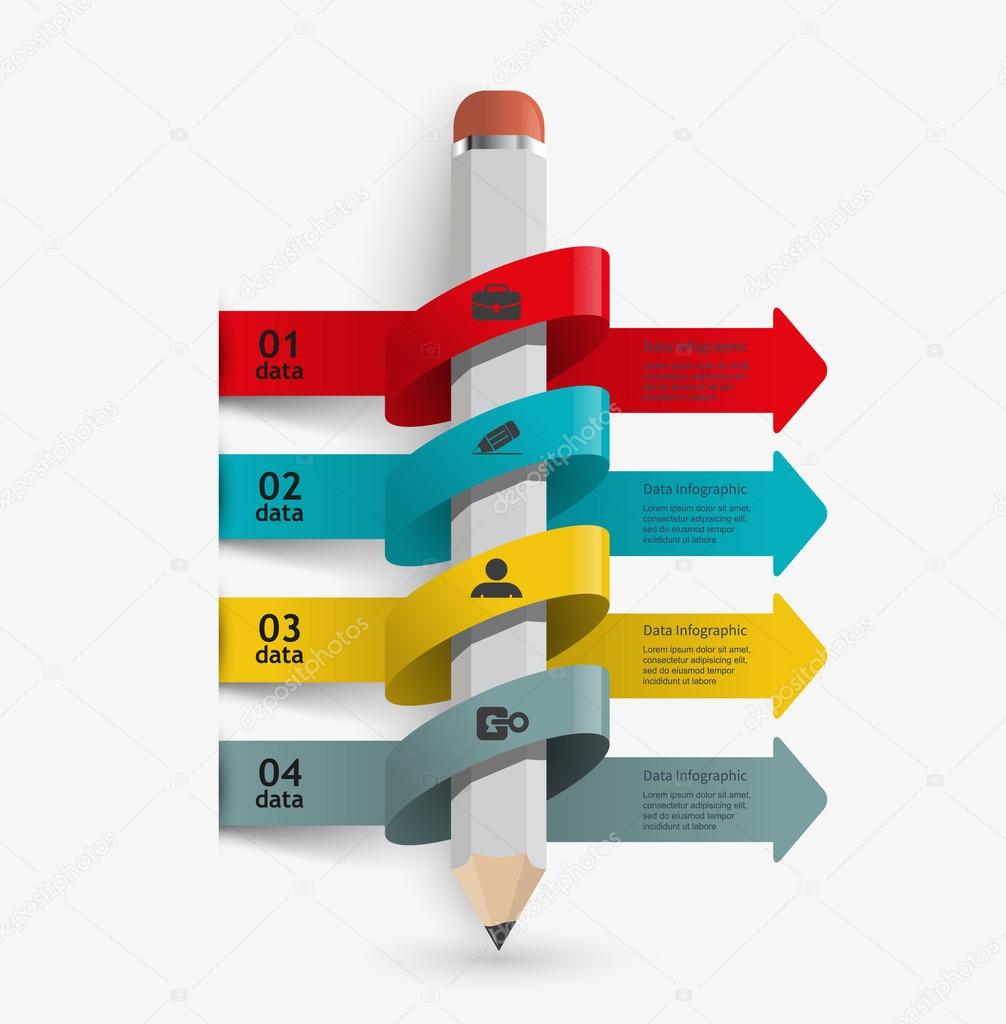 Pencil arrows process infographics Stock Vector Image by ©Chalapan ...