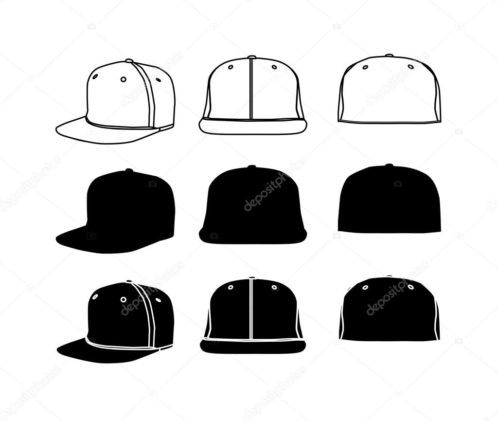 Rap cap with flat bill icon set Stock Vector by ©Kir 97305432