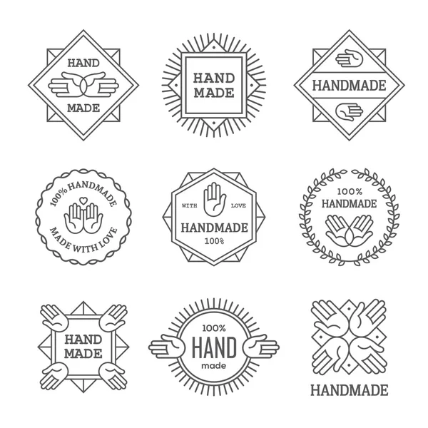 Outline handmade labels set on dark background Stock Vector Image by ...