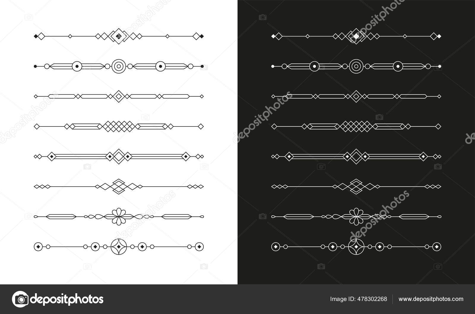 Set Geometric Page Dividers Borders Retro Design Elements Vector Stock ...