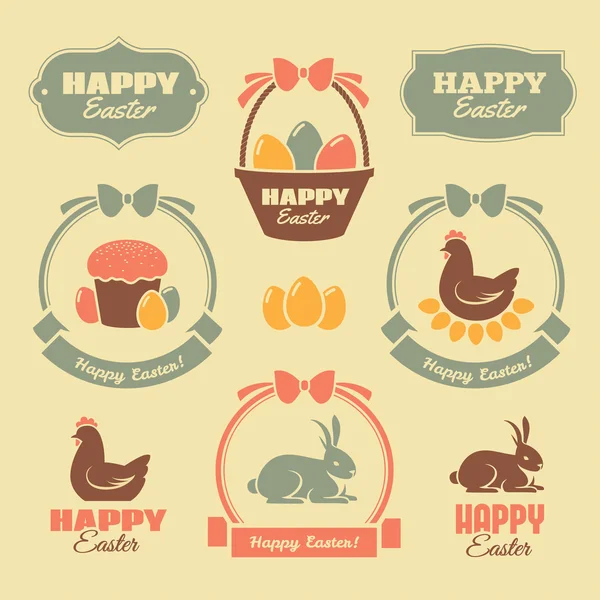 Easter set - labels and emblems. Vector illustration. — Stock Vector ...