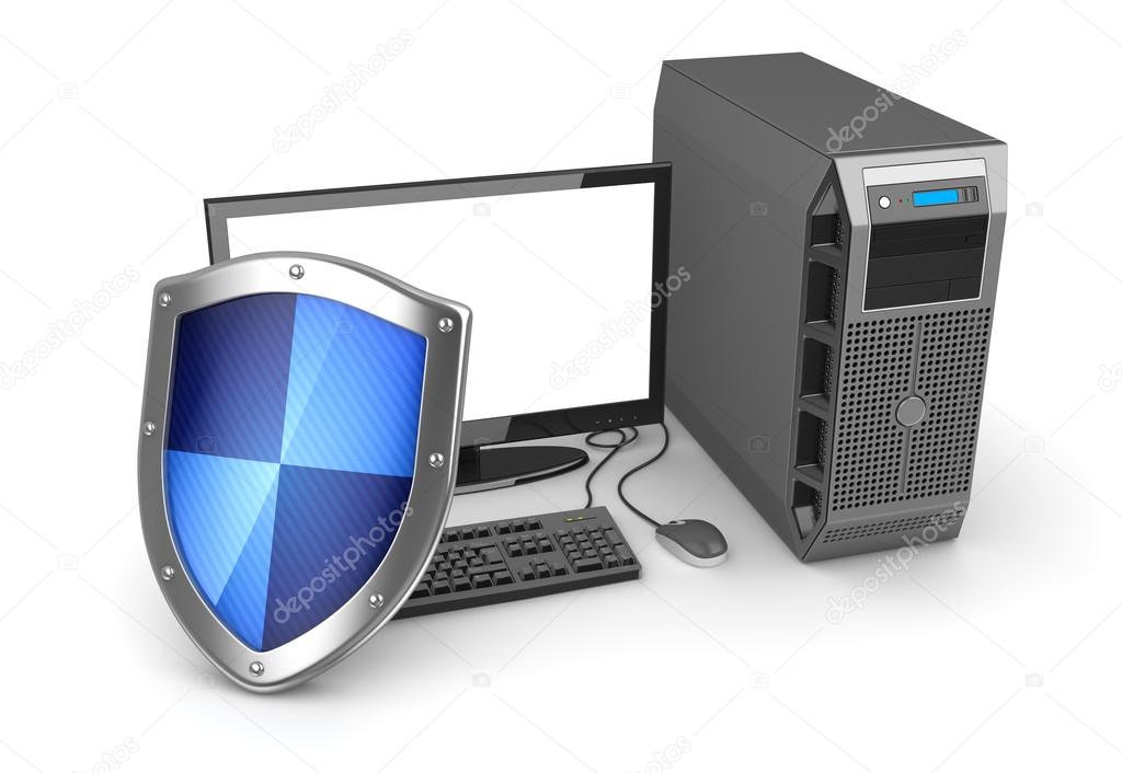 Desktop PC and shield Stock Photo by ©adempercem 85034760