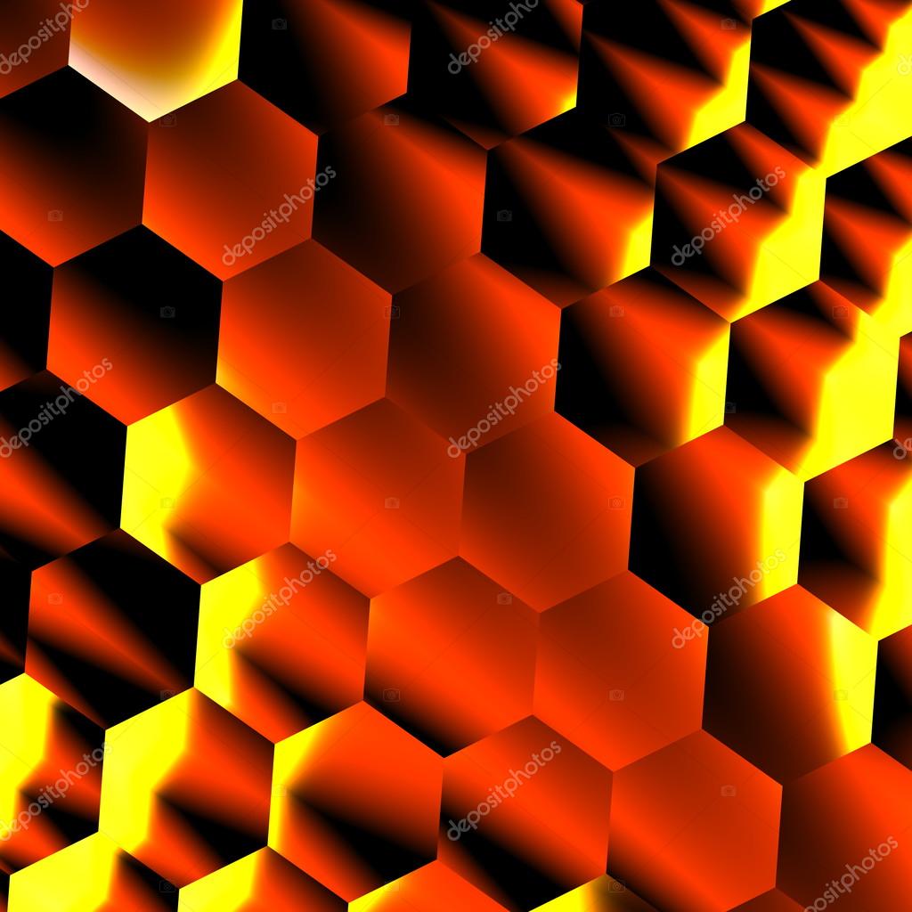 Hexagonal 3d Effect. Golden Geometric Background. Abstract Digital ...