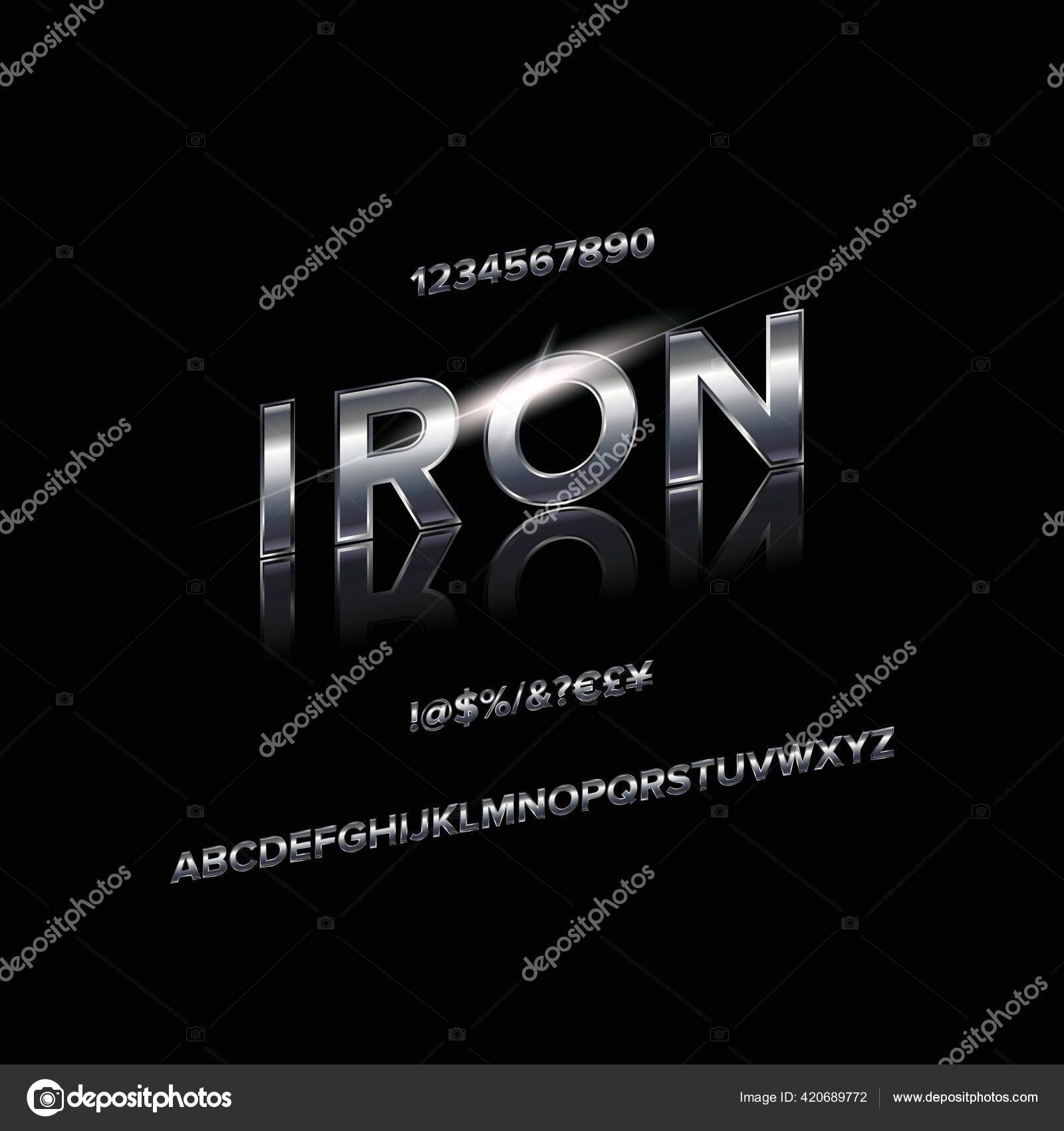 Metal Beveled Alphabet Letters Numbers Punctuation Marks Dark ...