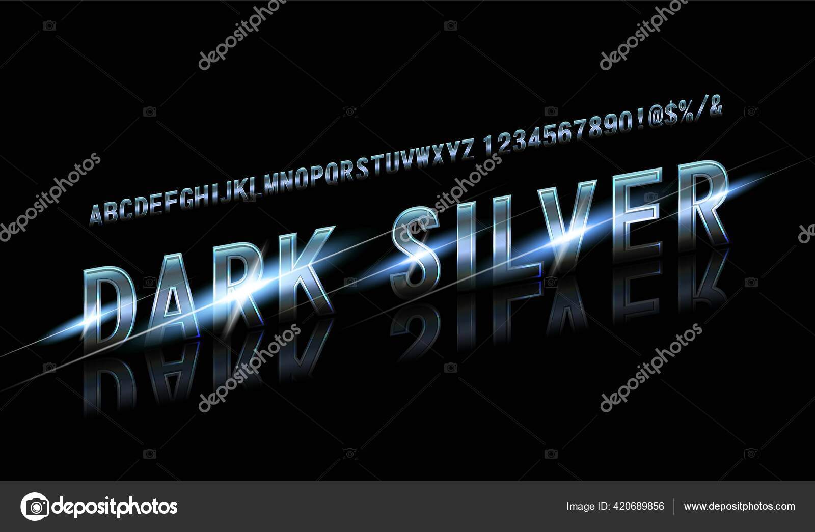 Metal Beveled Alphabet Letters Numbers Punctuation Marks Dark ...